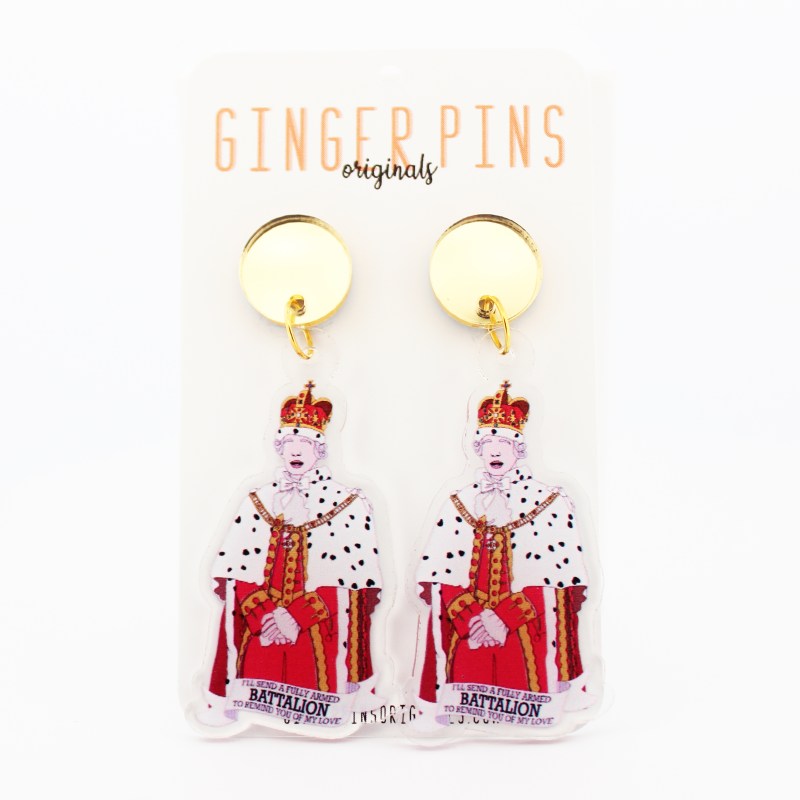 Hamilton King George III Earrings - Ginger Pins Originals
